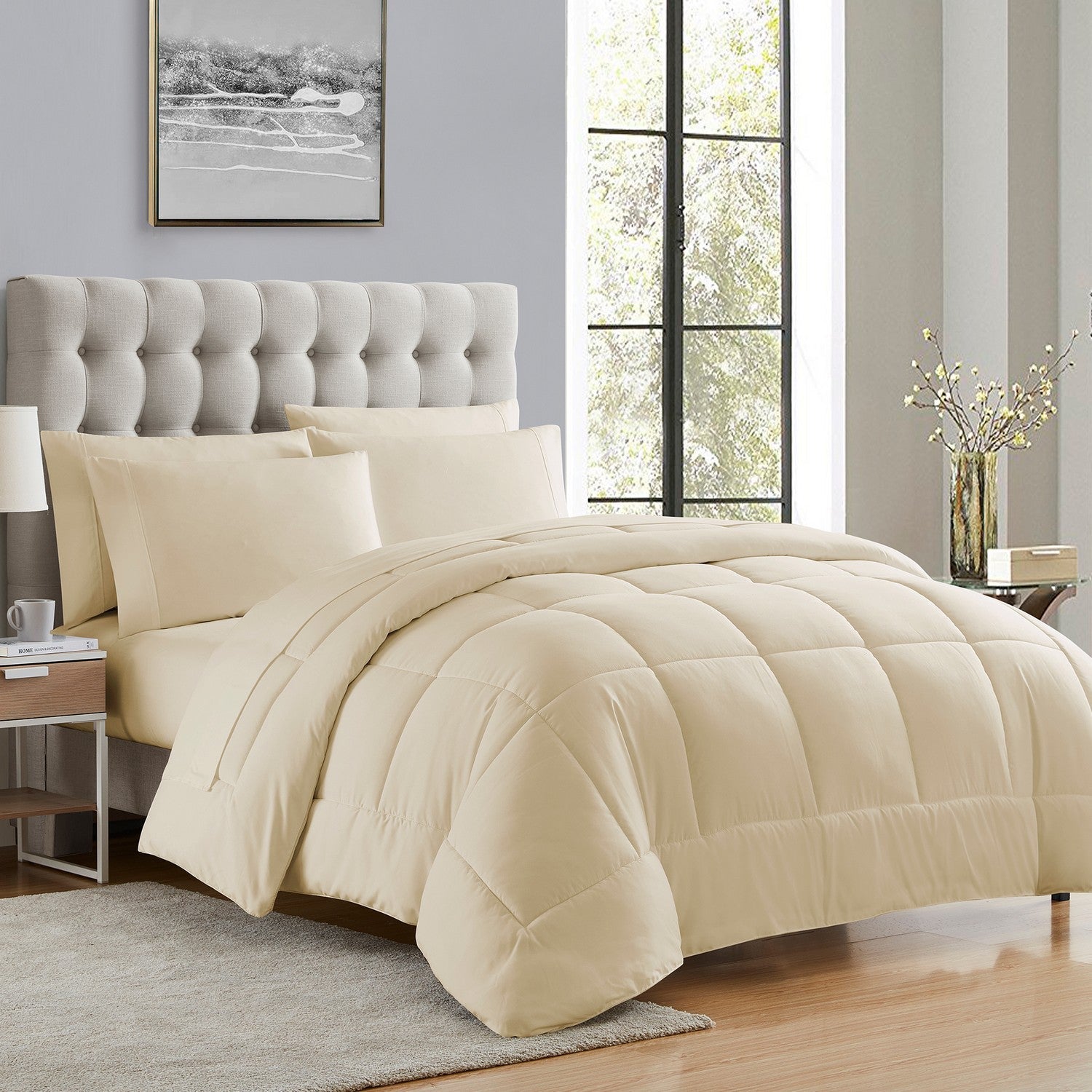 Gray and white bed in a bag store
