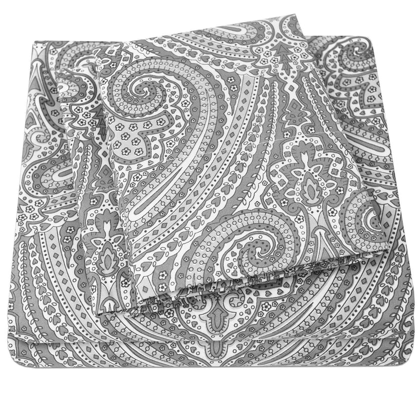 4-Piece Sheet Set - Gray Paisley | Sweet Home Collection
