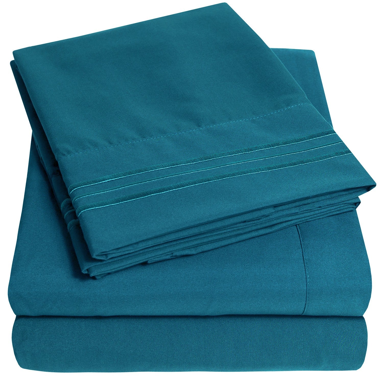 1500 Supreme Collection Sheet Sets Teal Luxury Hotel Bed Sheets and Pillowcase Set For Mattress Extra Soft Elastic Corner Straps Deep Pocket